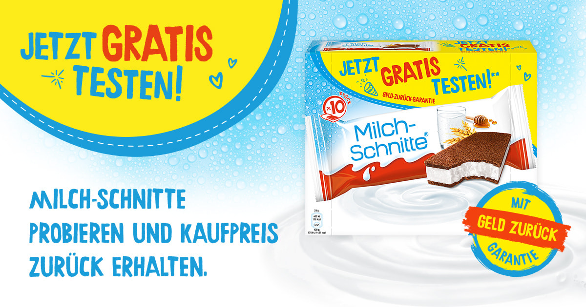 Jetzt Milch-Schnitte gratis testen! - kinder Deutschland
