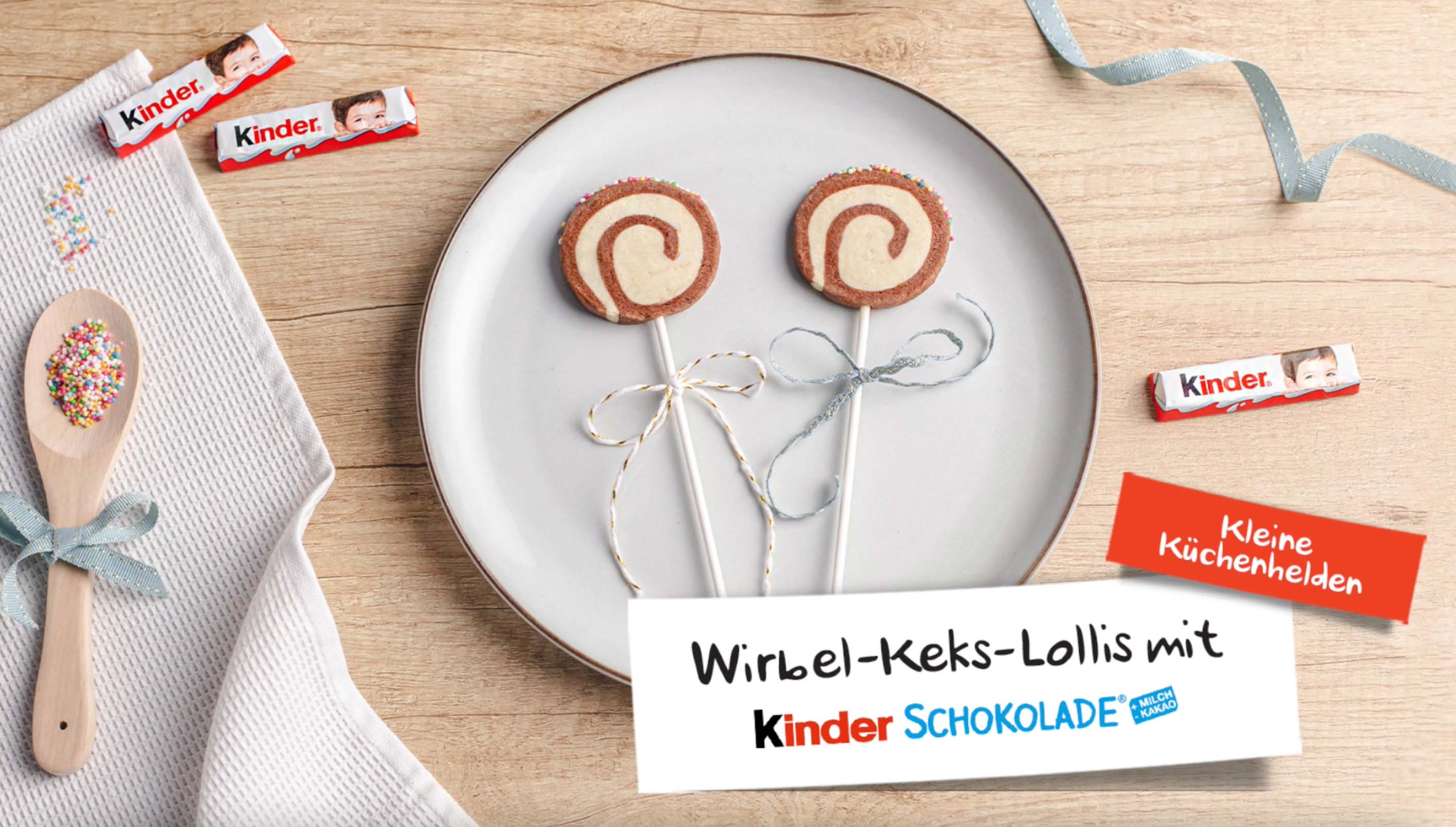 Wirbel-Keks-Lollis mit kinder Schokolade - kinder Deutschland